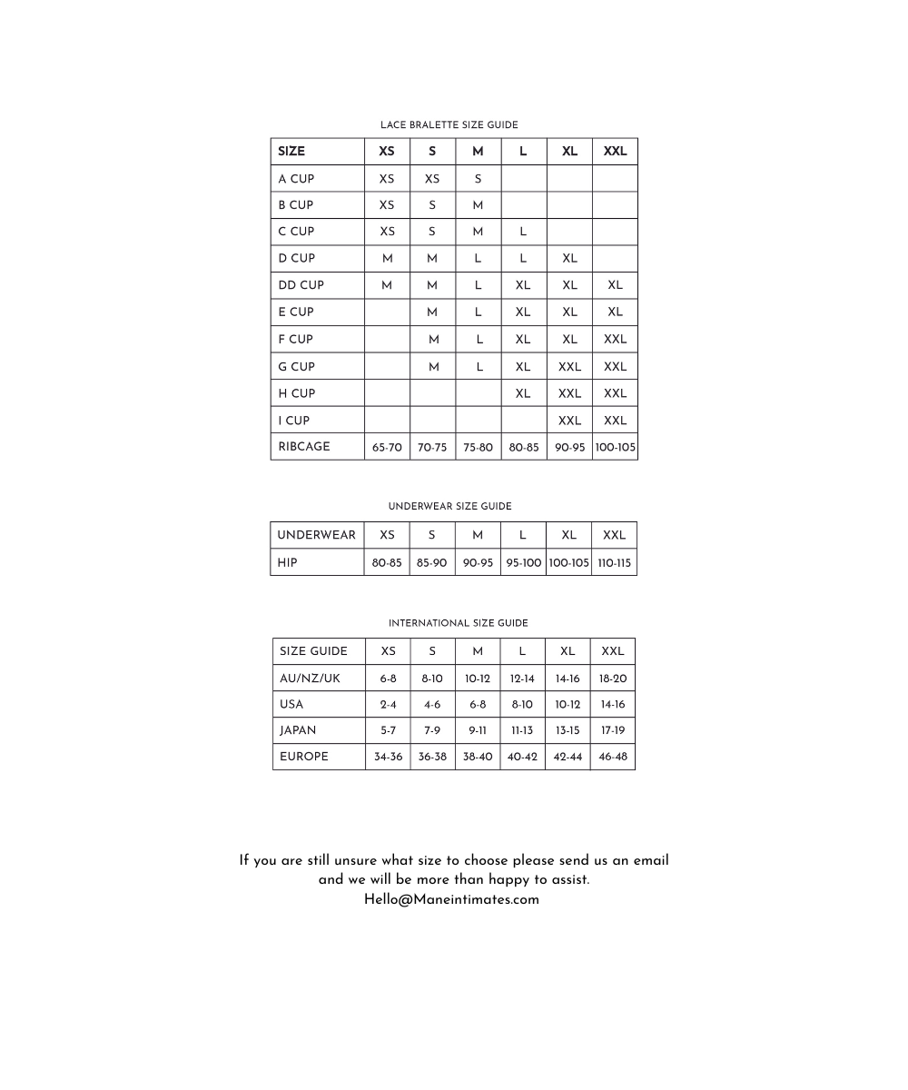 Size Guide - Mane Intimates